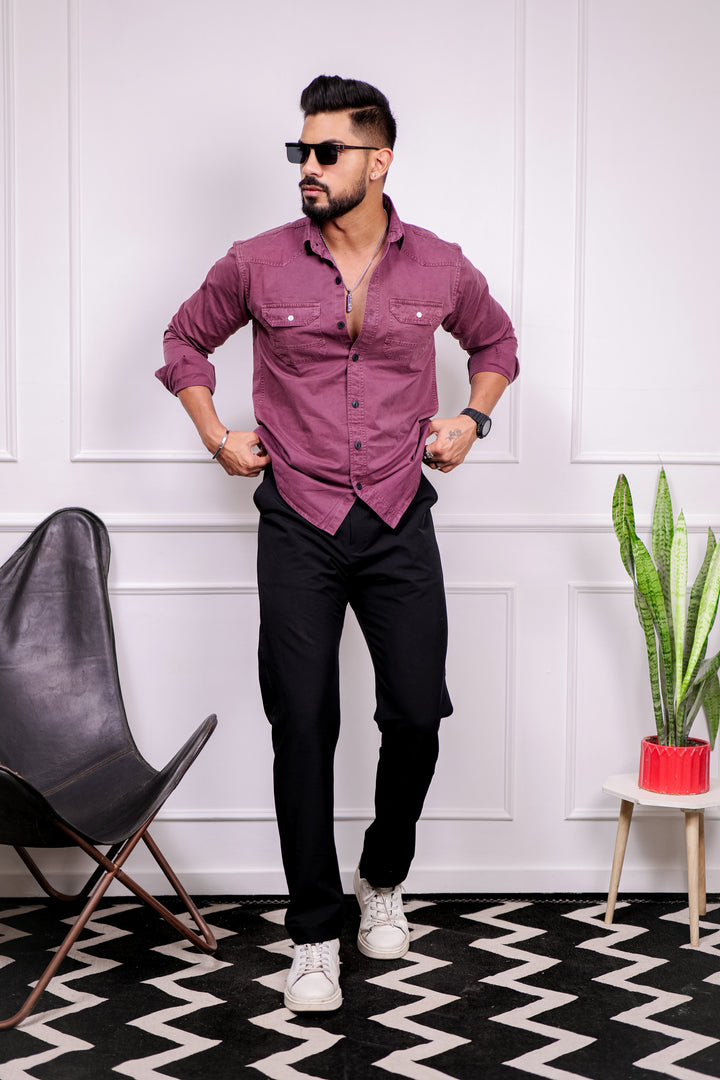 Mehroon Double Pocket Full Sleeve RFD Cotton Shirt – Trrendo