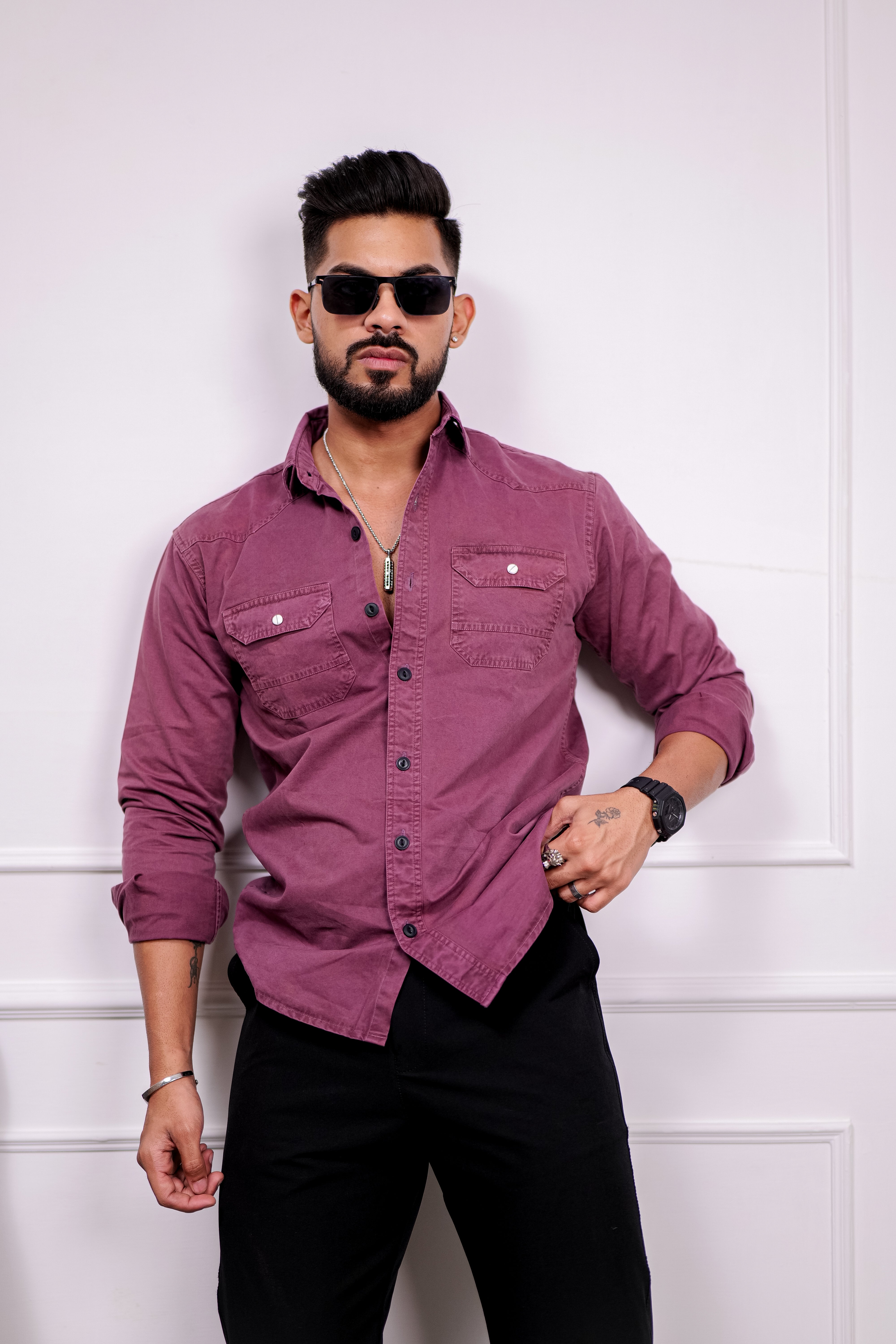 Mehroon Double Pocket Full Sleeve RFD Cotton Shirt – Trrendo