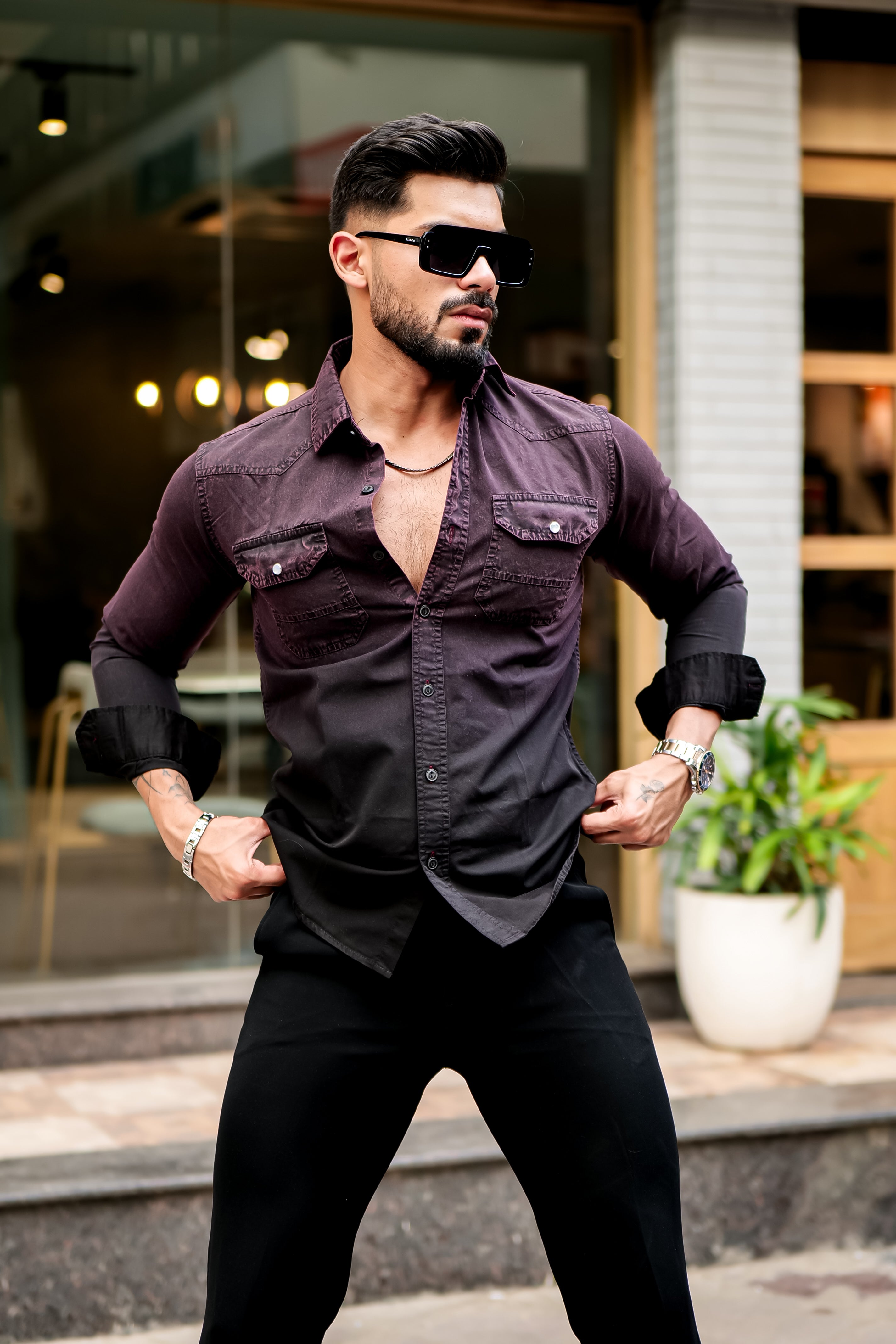 Maroon Acid Wash Double Shade Cotton RFD Shirt – Trrendo
