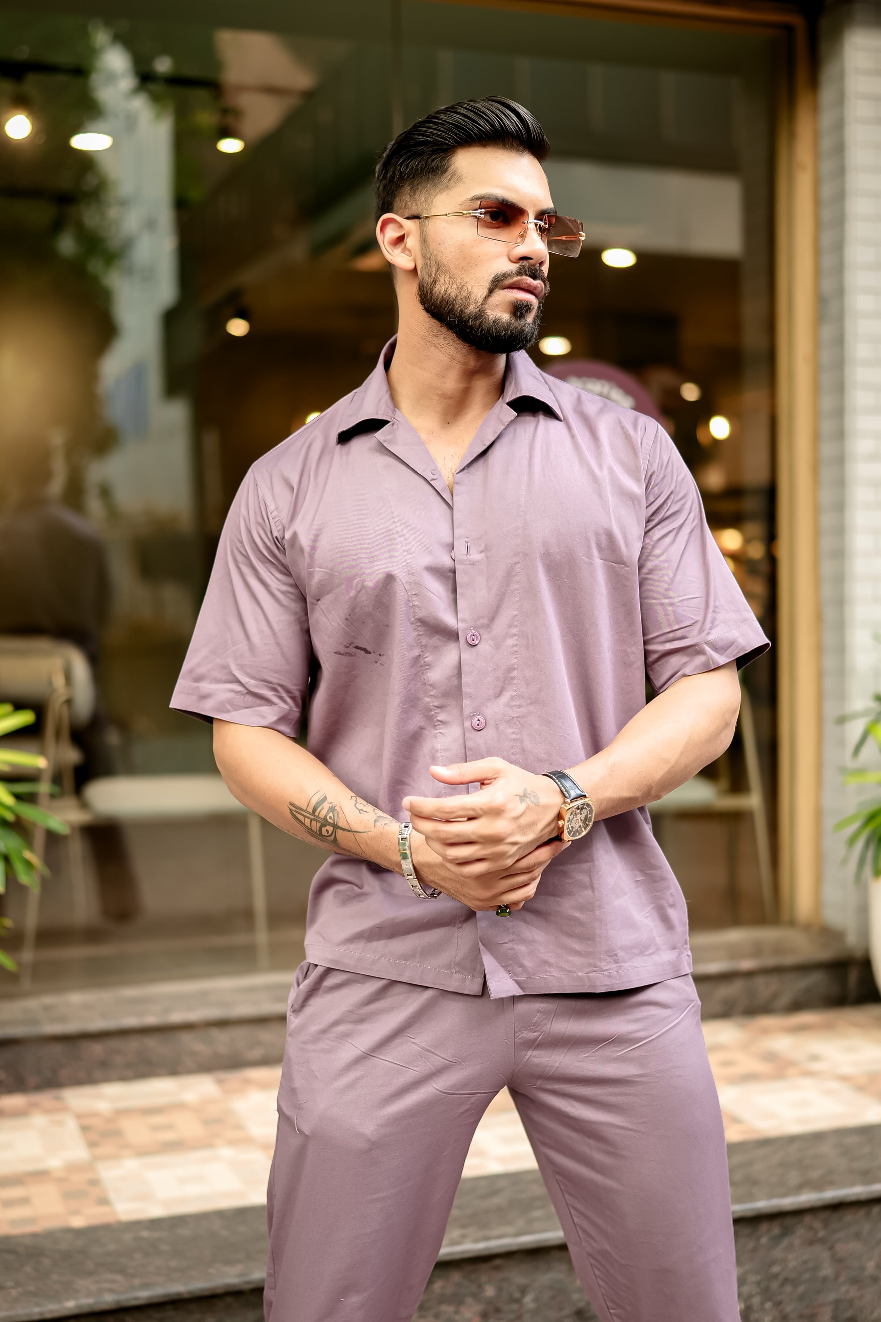 Purple Plain Premium Cotton Co-Ords Set – Trrendo
